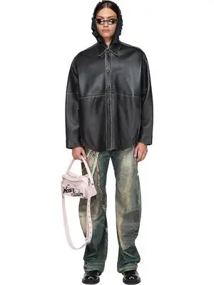 Acne Studios Leather Shirt Jacket - Black