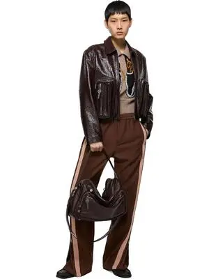 Acne Studios Leather Jacket With Detachable Belt - Burgundy