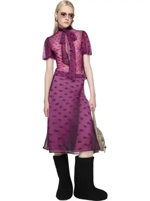 Acne Studios Sheer Bow Blouse - Bright Purple