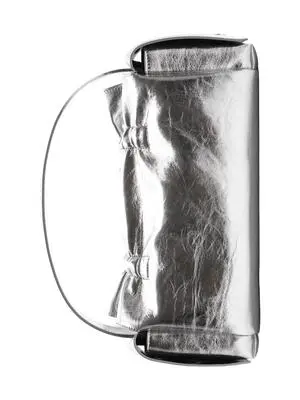 Acne Studios Multipocket Metallic Leather Shoulder Bag Silver