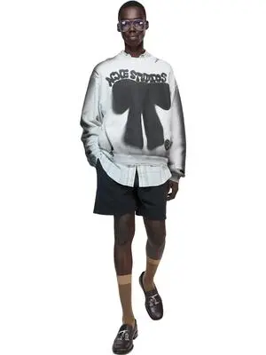 Acne Studios Fleece Shorts With Face Logo - Black