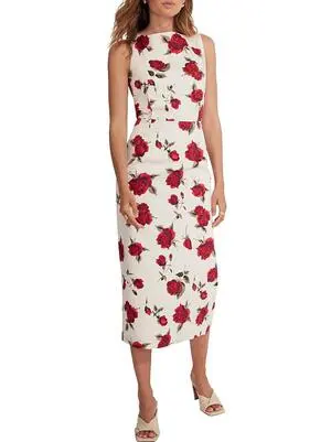 Mint Velvet Printed Sleeveless Midi Dress - Red