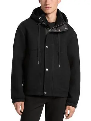 Michael Kors Bonded Wool Blend Hooded Jacket - Black