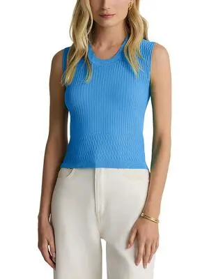 St. John Mixed Pointelle Rib Knit Shell - Periwinkle