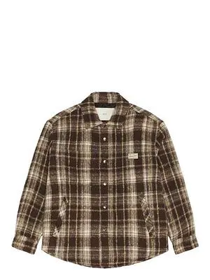 DUNST Quilted Check Flannel Shirt In Brown - Brown Check