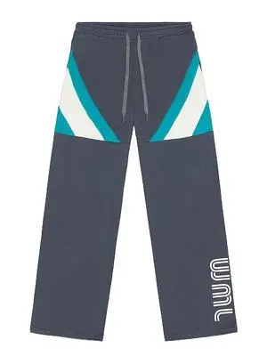 WISH ME LUCK Athletic Leisure Pants In Black, Blue - Black  Blue & White