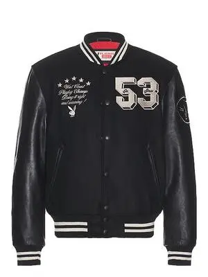 PLAYBOY 53 Premium Varsity Jacket - Black