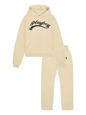 PLAYBOY Logo Hoodie And Sweatpant Set - Stone