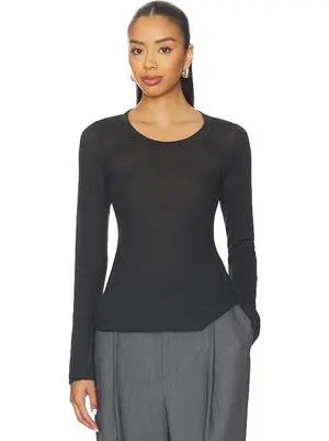SKIMS Sheer Cotton Long Sleeve Top - Soot