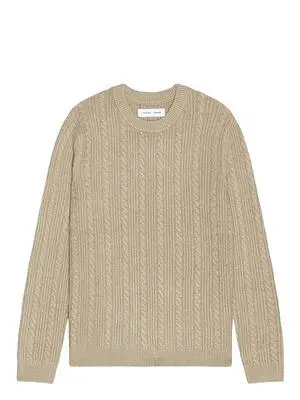 SAMSOE SAMSOE Cassius Cable-knit Crewneck Sweater - Elephant Skin