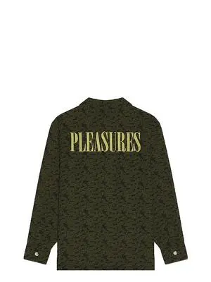 PLEASURES Leaf Half Zip Shirt - Olive