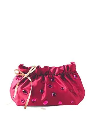 Anthropologie Embellished Cosmetic Pouch - Burgundy