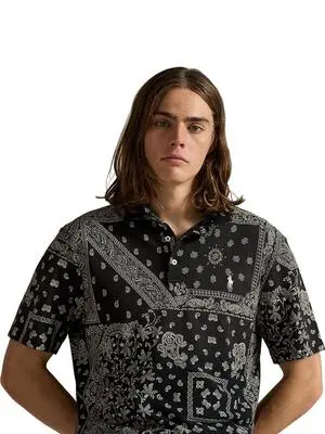 Ralph Lauren Classic Fit Bandanna Mesh Polo Shirt - Yukon Patchwork Bandana