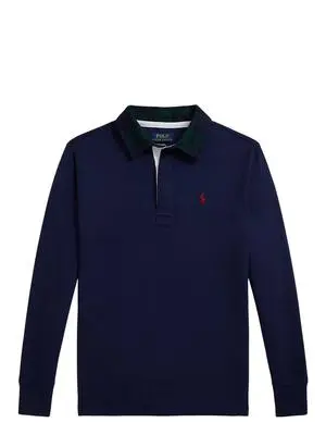 Ralph Lauren Plaid-collar Cotton Jersey Rugby Shirt - Newport Navy
