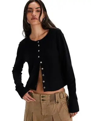 Free People Cashmere Blend Cardigan Velvet Black