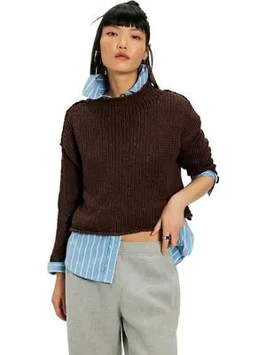 Free People Opal Rollneck Knit Sweater - Chicory Coffee