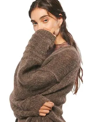 Free People Marina Softspun Knit Sweater - Dark Brown