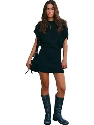 Free People Amara Mini Sweater Dress Black