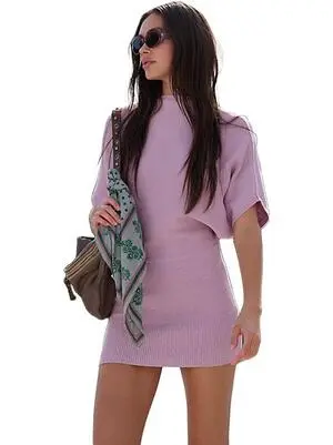 Free People Amara Mini Sweater Dress - Plum Blossom