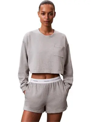Calvin Klein Logo Cotton Jersey Sleep Short - Grey Heather