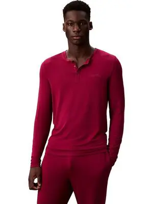Calvin Klein Ultra Soft Modal Henley Sleep Top - Beet Red