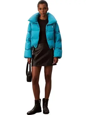 Calvin Klein Crinkle Nylon Puffer Jacket - Teal Slate