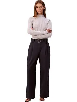 Calvin Klein Belted Tailored Pants Inkwell