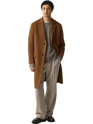 Theory Two-button Coat In Plush Melton - Cafe