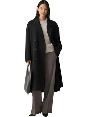 Theory Long Belted Wool-cashmere Trench Coat - Black
