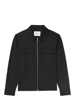Nn07 Alban 1088 Recycled Grain De Poudre Overshirt - Black