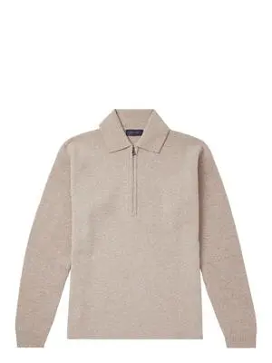 Sease Virgin Wool And Cashmere-blend Half-zip Sweater - Neutrals