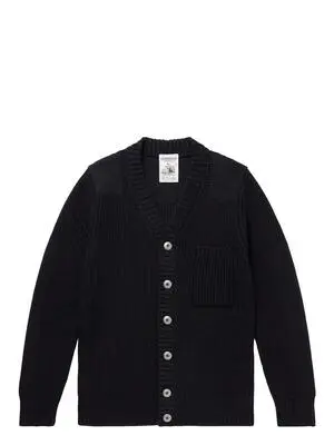 S.N.S. HERNING Robust Ribbed Virgin Wool Cardigan - Blue