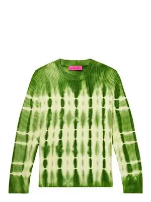 THE ELDER STATESMAN Wire' Tie-dyed Ribbed Cashmere Sweater - Green