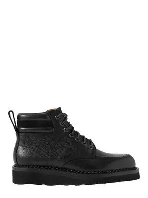 YUKETEN Suede-trimmed Full-grain Leather Boots - Black