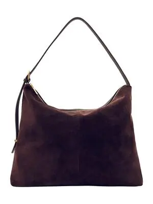 REISS Grained Leather And Suede Tote Bag - Burgundy