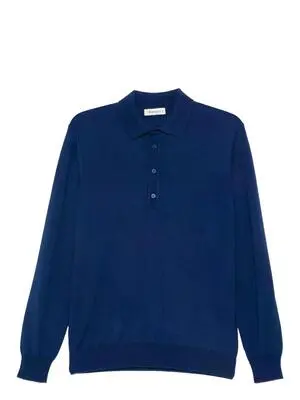 KANGRA Fine-knit Polo Shirt - Blue