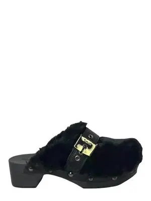 DR. SCHOLL'S SHOES 50mm Fur Buckle Pescura Alaska Sandals - Black