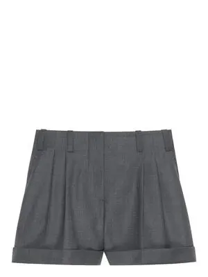 Givenchy Double Pleat Wool Shorts - Grey Mix