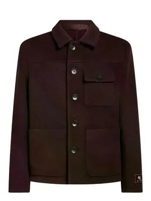 Etro Logo Cashmere Shirt Jacket - Red