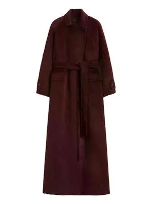 Max Mara Raglan-sleeve Belted Coat - Red