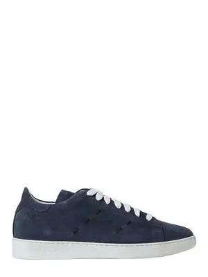 Kiton Perforated Calf Suede Sneakers - Blue