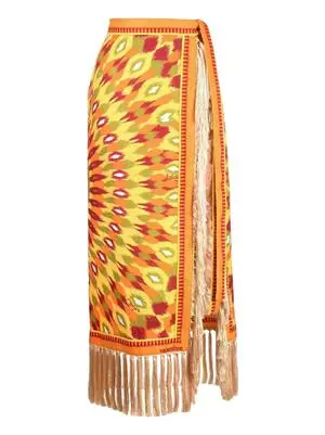 Valentino Garavani Printed Linen Wrap Skirt - 0dn Multicolor