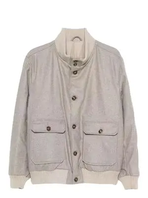 BARBA NAPOLI Cashmere Bomber Jacket - Neutrals