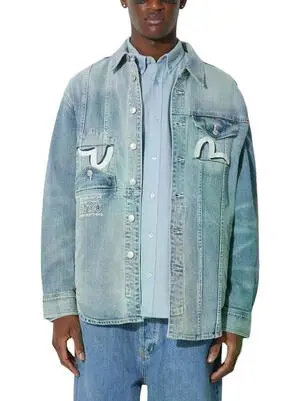 EVISU Patchwork Denim Jacket - Blue