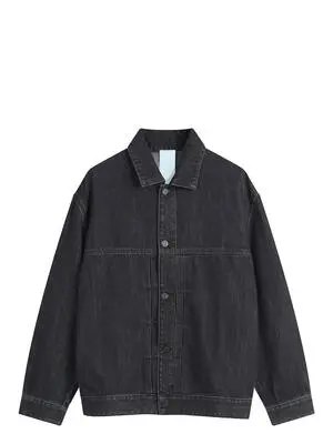 EBIT Denim Jacket With Elbow Patches - Black