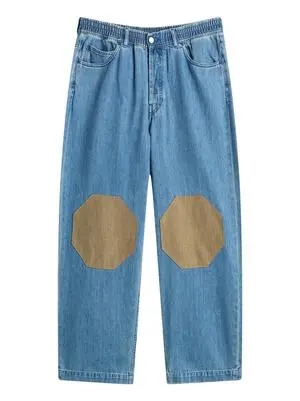 EBIT Denim Trousers With Patch Detail - Blue
