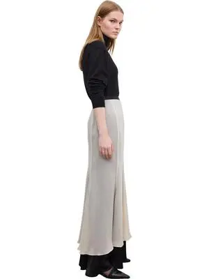 HOUSE OF DAGMAR Chiffon Maxi Skirt - Cream White Black