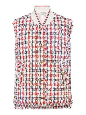 Thom Browne Gingham Tweed Quilted Vest - Red