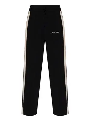 Palm Angels Trousers With Stitching And Logo - Black