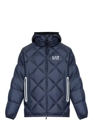 Emporio Armani Down Jacket With Logo - Navy Blue